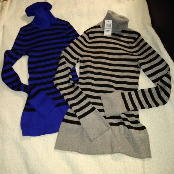 Spense | Sweaters | Spense Knits Black And Gray And Blue Striped Ribbed ...
